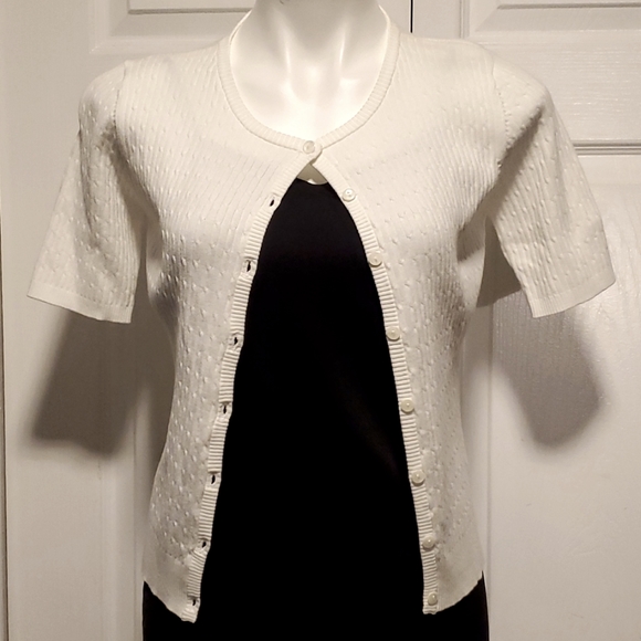 Cyrus | Sweaters | Cyrus Petite Womens White Short Sleeve Cardigan Size ...